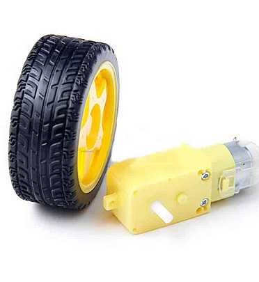 Yellow DC Gearbox Motor With Wheel For Robot