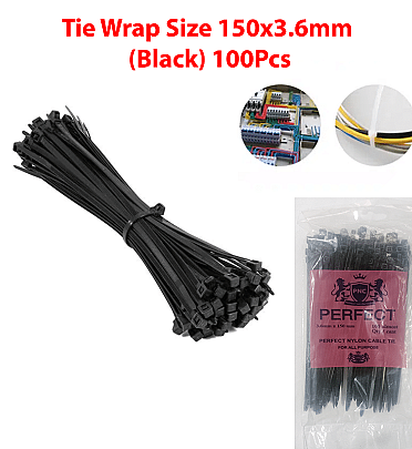 Tie Wrap Size 150x3.6mm (Black) 100Pcs